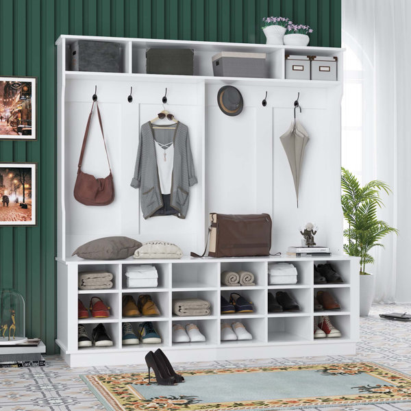 Hall-tree-storage-bench-with-mirror | Wayfair