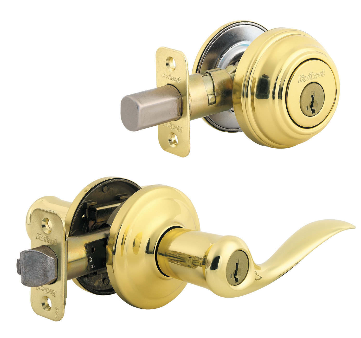 Kwikset Complete Tustin Entry Lever Set with Single Cylinder Deadbolt ...