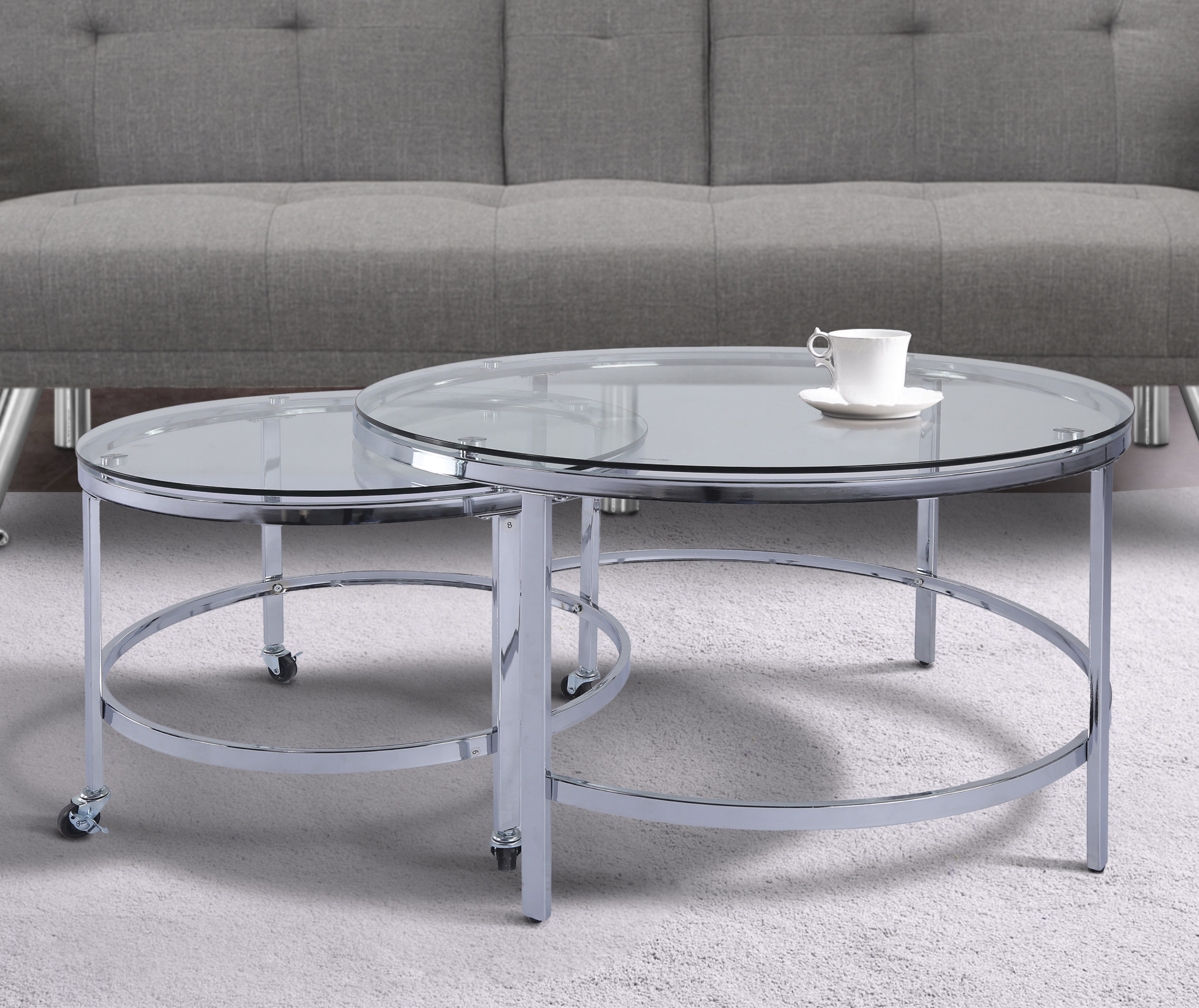 Orren Ellis Walla Wheel 2 Nesting Tables with Storage | Wayfair