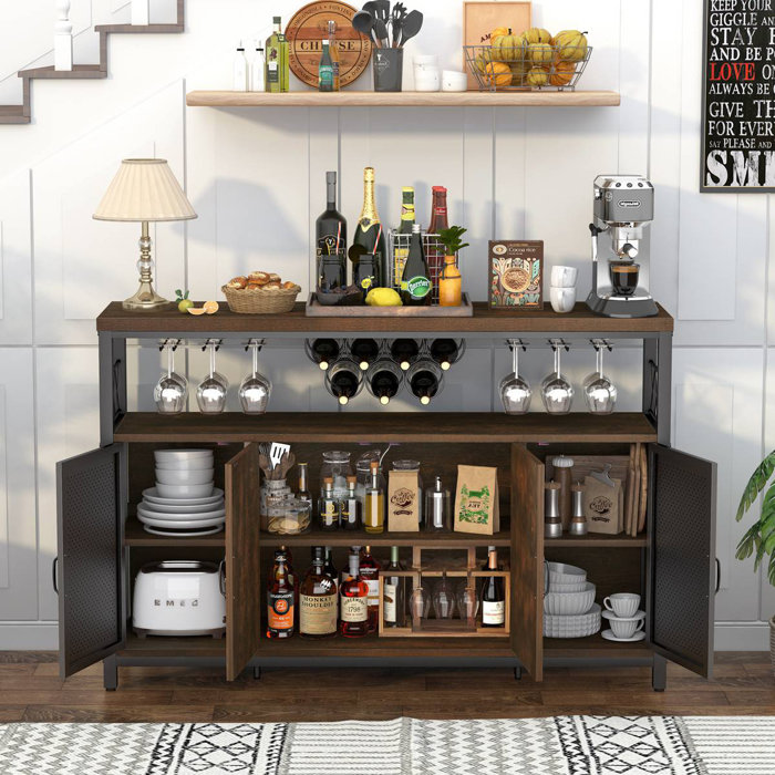 Gracie Oaks Shik Industrial Bar Cabinet & Reviews | Wayfair