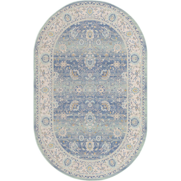 Bungalow Rose Hillen Performance French Blue Rug & Reviews | Wayfair