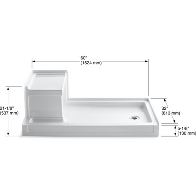 Kohler Tresham®60" W x 32" D Single Threshold Shower Base & Reviews ...