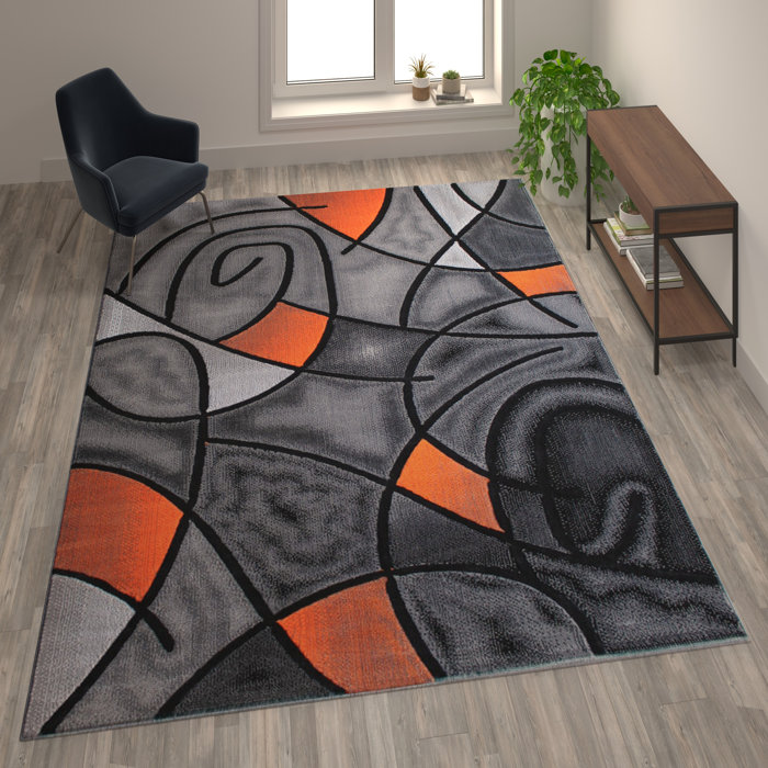 Orren Ellis Sioar Modern Abstract Pattern Olefin Accent Area Rug ...