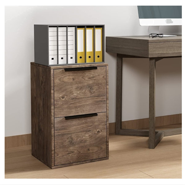 Millwood Pines 2 Drawer Wooden Upright File Cabinet With Hanging Rod ...