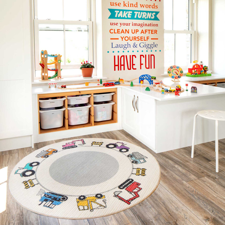 Isabelle & Max Granado Scribbler Digger Trucks Power Loom Cream Rug ...