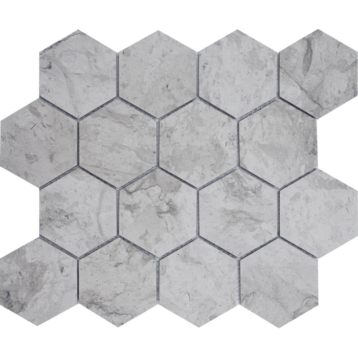 Simple Tile Thala 3" x 3'' Marble Honeycomb Mosaic Wall & Floor Tile ...