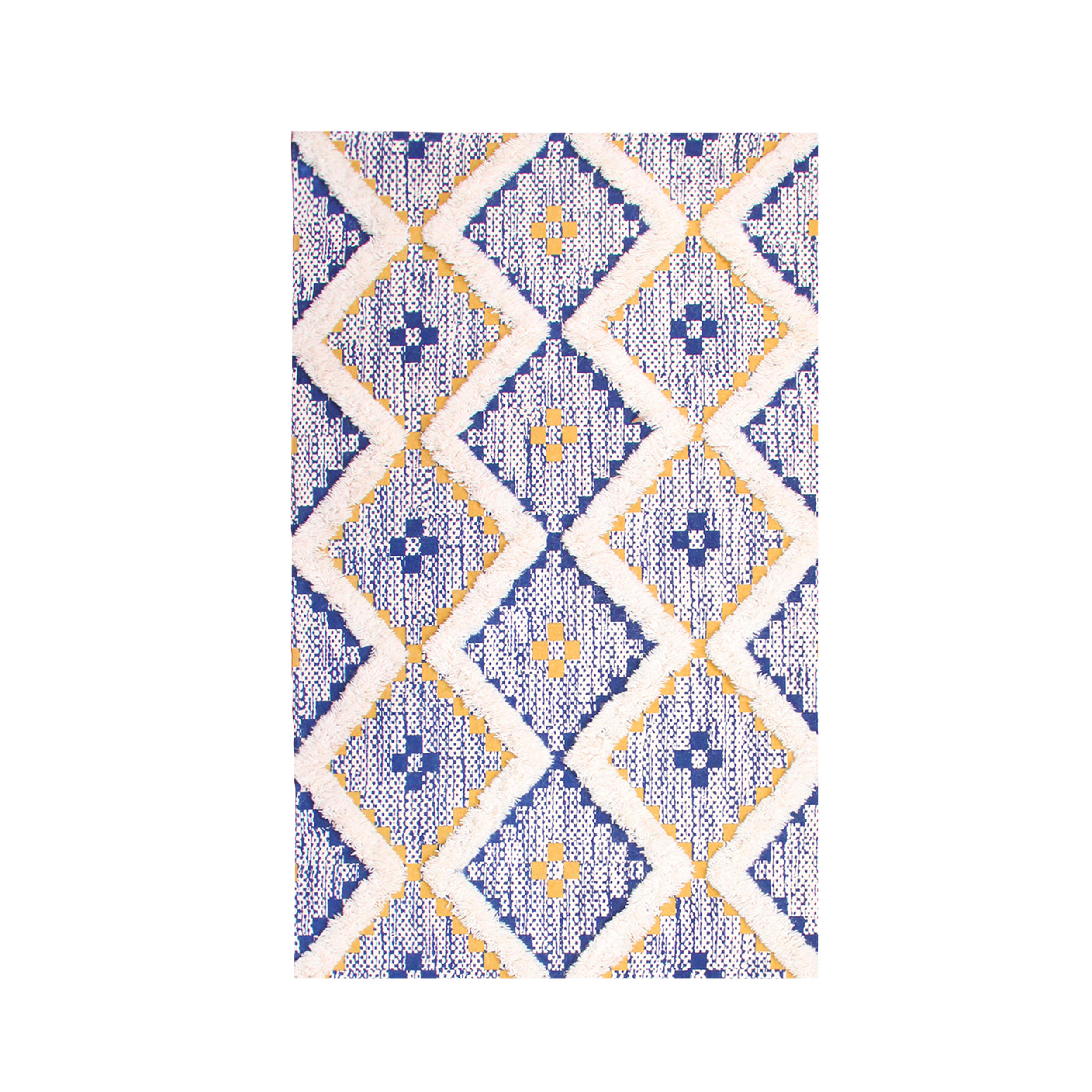 Union Rustic Cairo Geometric Handwoven Cotton/Wool Gold/Blue Area Rug ...