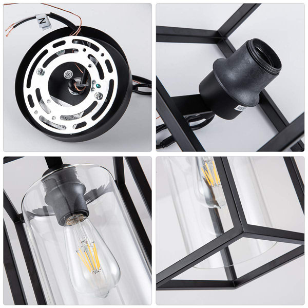 17 Stories Industrial Retro Pendant Lighting Iron With Modern Clear ...