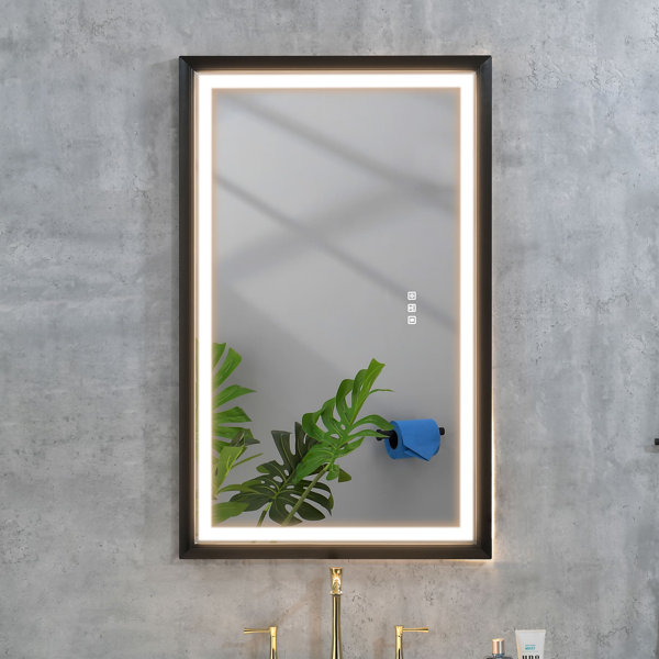 Brayden Studio® Allande Rectangle LED Metal Wall Mirror | Wayfair