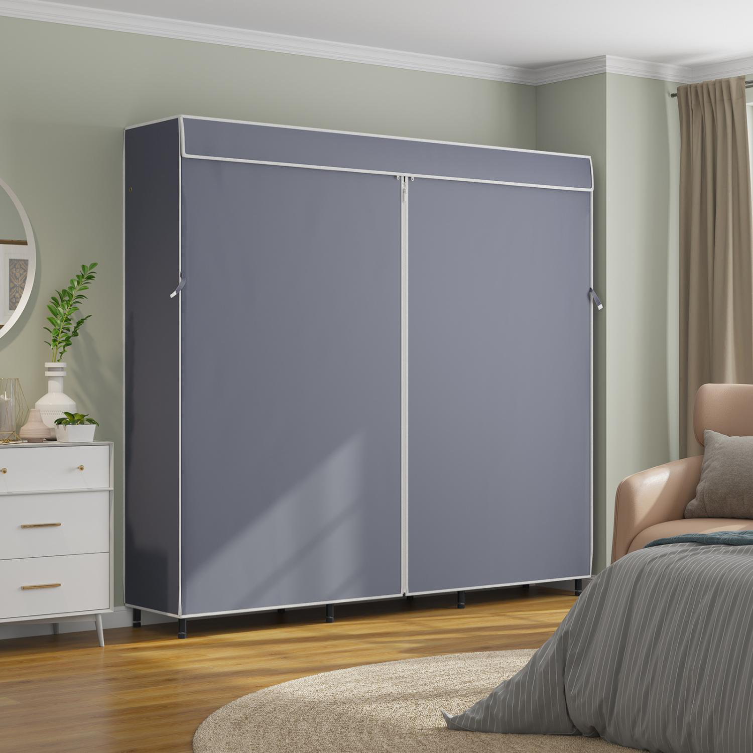 Rebrilliant V10C Medium Heavy Duty Covered Clothes Rack, White Clothing ...