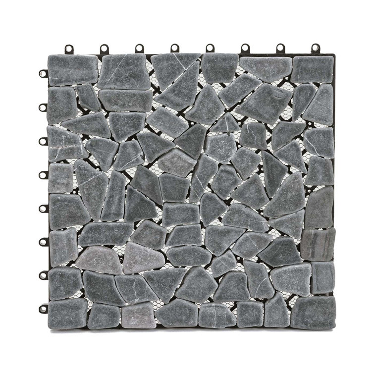 Symple Stuff 30 x 30cm Natural Stone Pebble Tile in Grey | Wayfair.co.uk