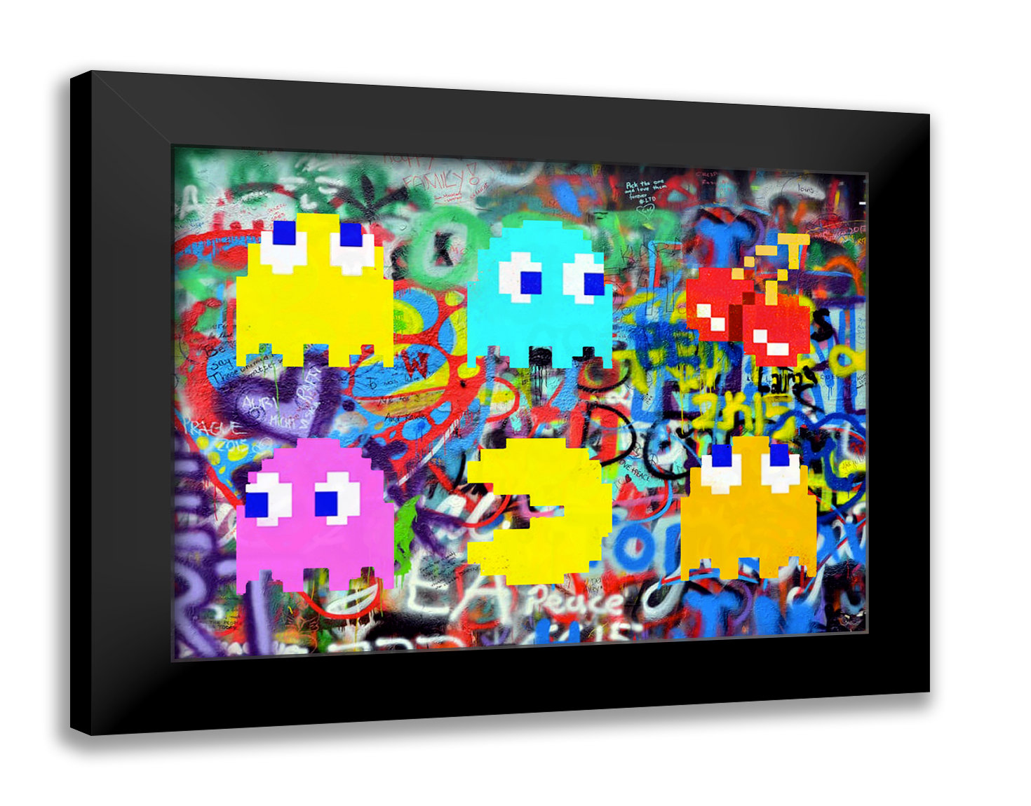 ATX Art Group LLC PAC-MAN Pop Art-Giclee on Paper with Black Frame ...