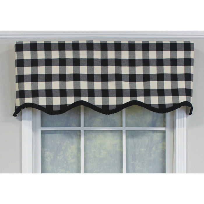 RLF Home Gingham Cotton Scalloped 50'' Window Valance | Wayfair