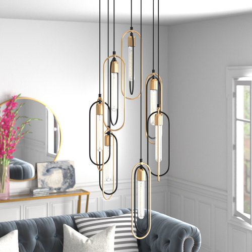 Bless international 7 - Light Black/Gold Cluster Pendant | Wayfair