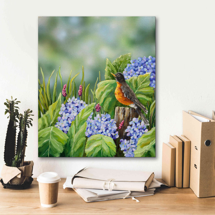 Red Barrel Studio® Epic Graffiti 'Robin With Hydrangeas' By Sarah Dav ...
