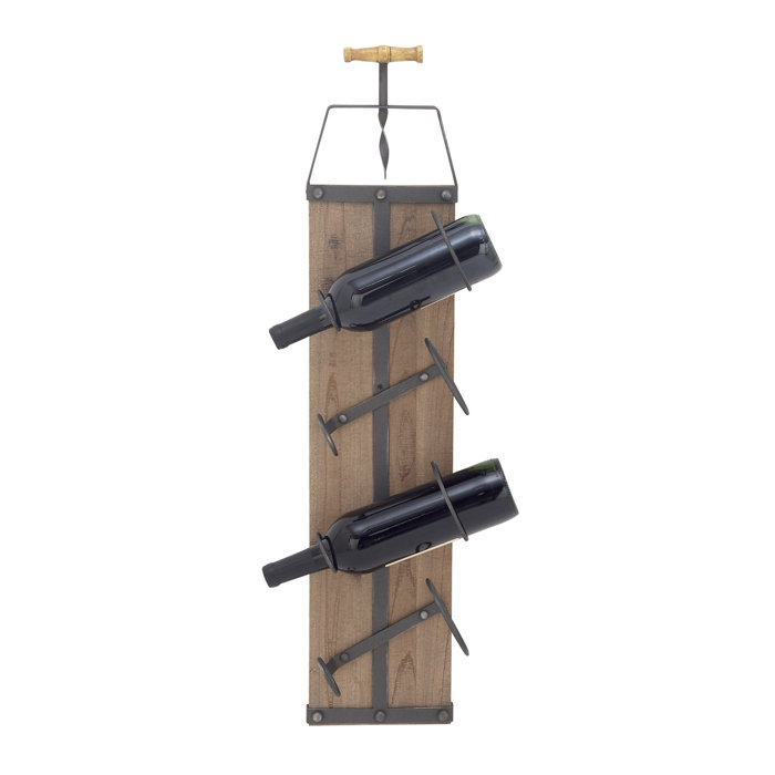 Millwood Pines Dimond Wall Mounted Wine Bottle Rack in Brown/Black ...