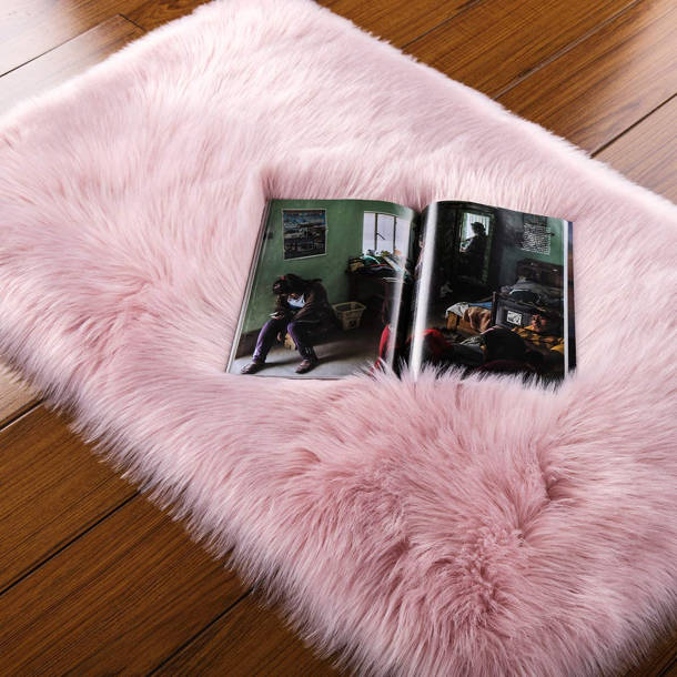 Mercer41 Baggara Sheepskin Faux Sheepskin Pink Rug & Reviews | Wayfair