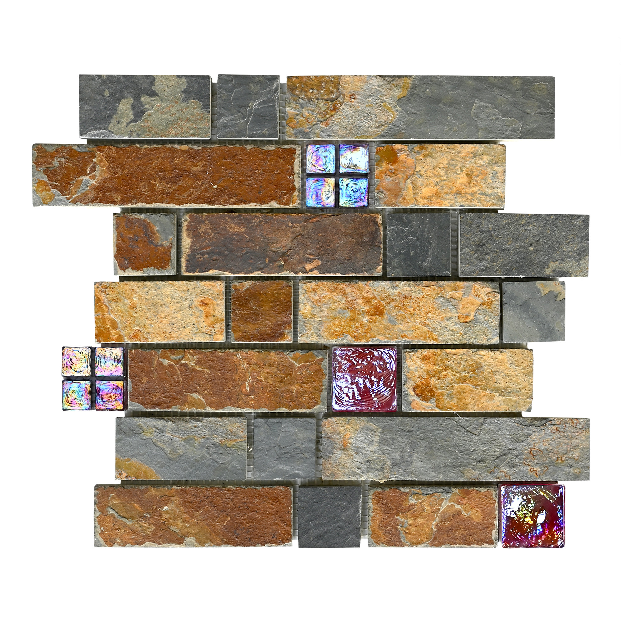 Mosaic Kitchen 12" x 12" Slate/Glass Mosaic Sheet Wall Floor Use Tile ...