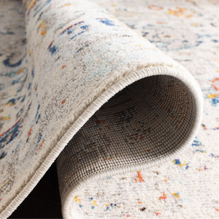 Langley Street Felty Performance Cream/Blue Rug & Reviews | Wayfair