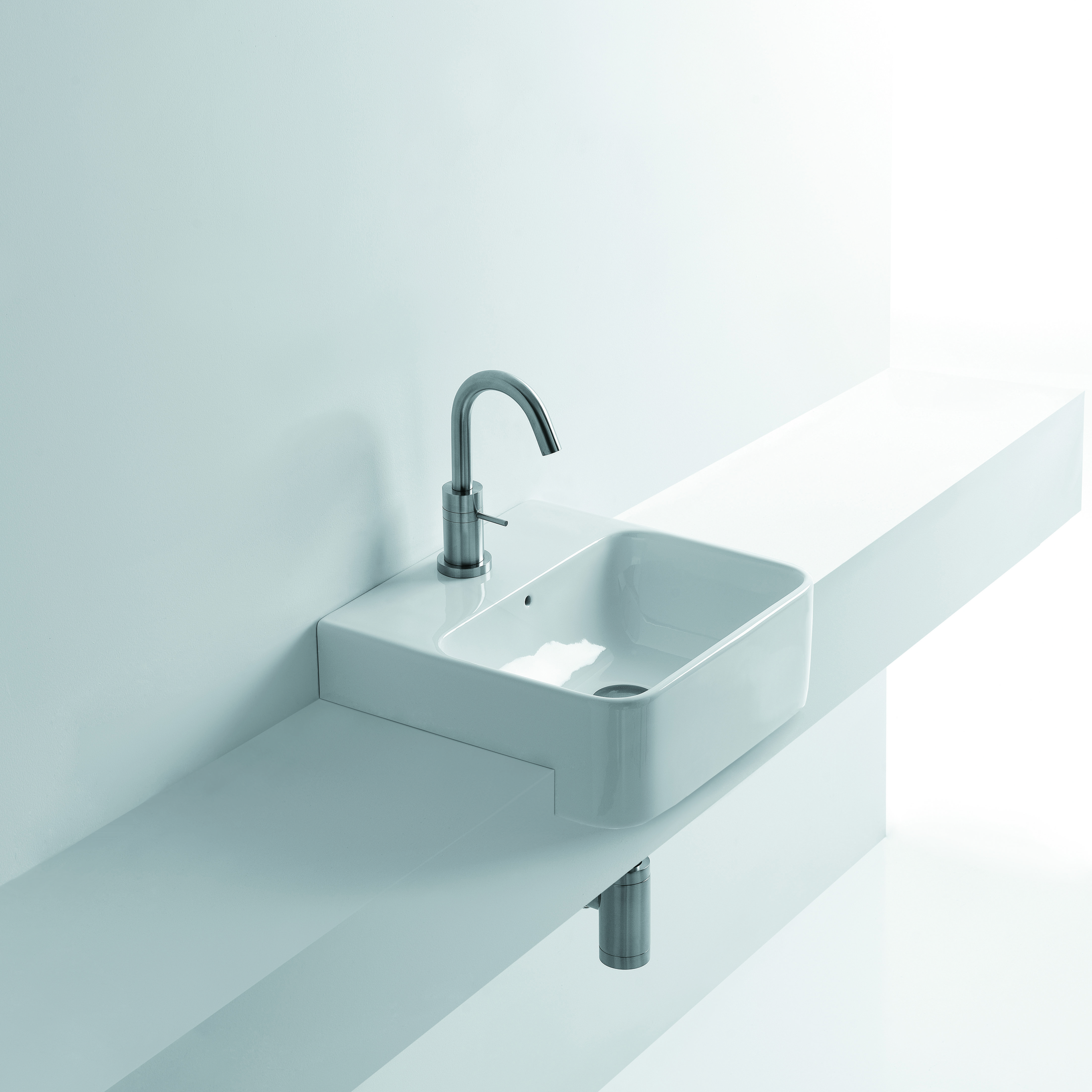 WS Bath Collections Normal Ceramic Rectangular Semi-Recessed Vessel ...