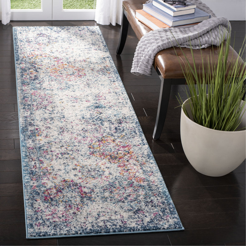 Langley Street Cronin Performance Navy/Teal Rug & Reviews | Wayfair