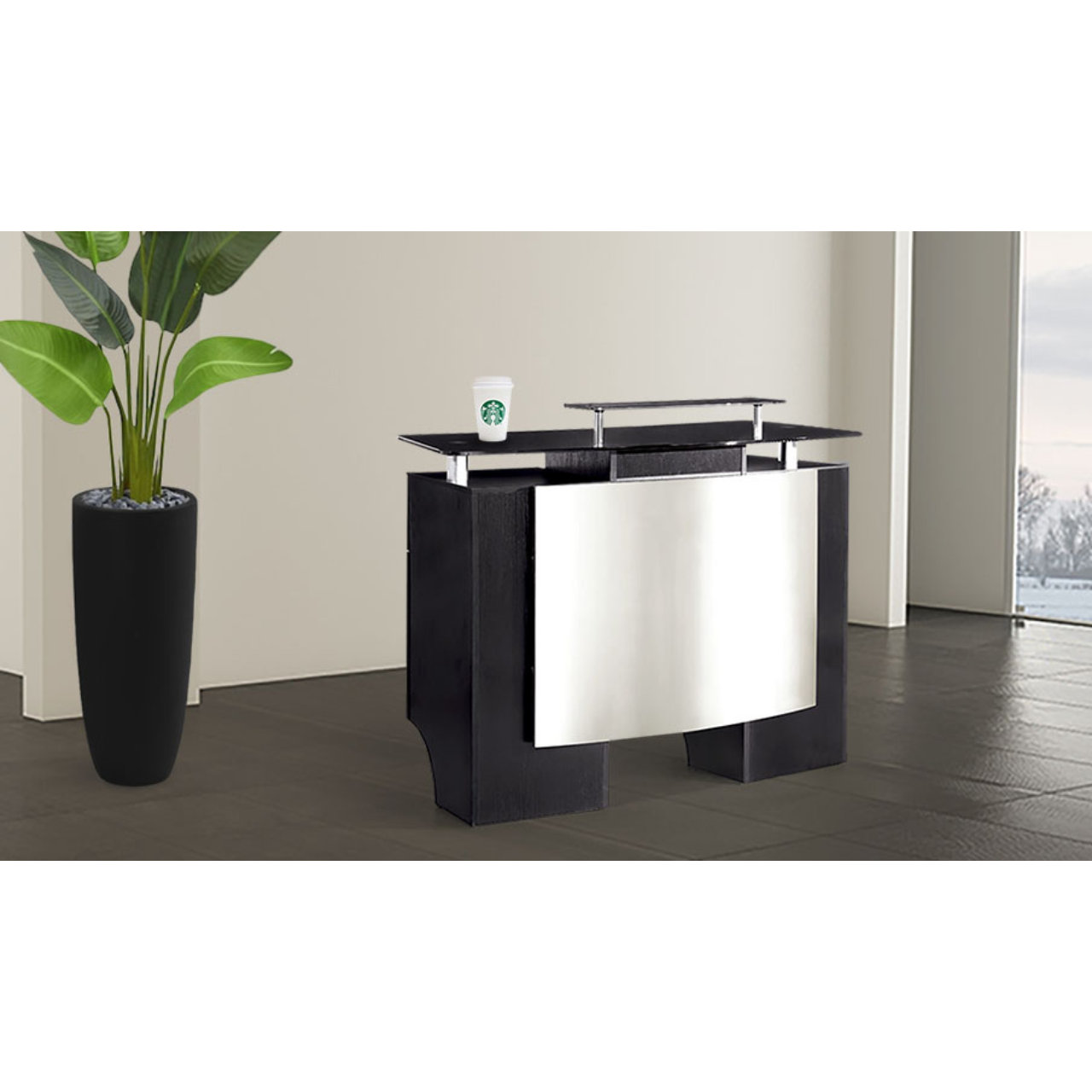 Wrought Studio Welden 1 Rectangular Glass Reception Desk | Wayfair