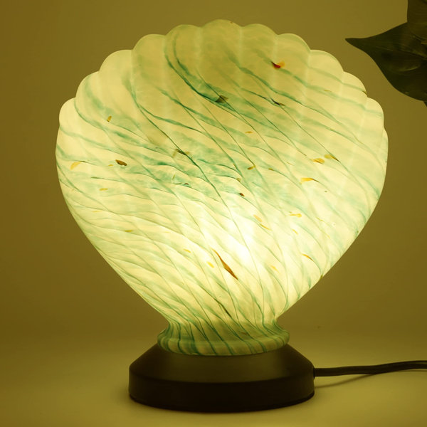 Highland Dunes Seashell Glass Table Lamp For Bedroom Or Living Room ...