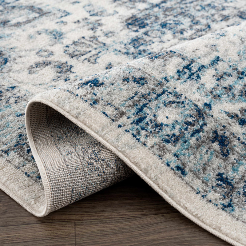 Bungalow Rose Dunnes Performance Blue Rug & Reviews | Wayfair