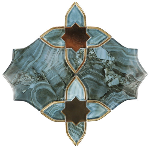 Rosdorf Park Isaah 10" x 10" Beveled Glass Metal Look Mosic Sheet Wall ...