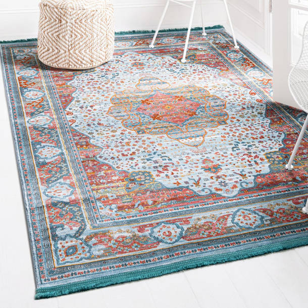 Langley Street Folmar Performance Pink/Teal Rug & Reviews | Wayfair