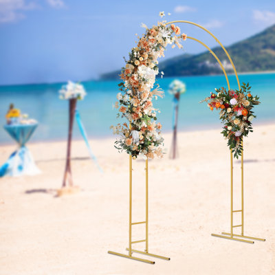 YaoTown 59'' W x 19.7'' D Steel Round Wedding Backdrop Arch, for Garden ...