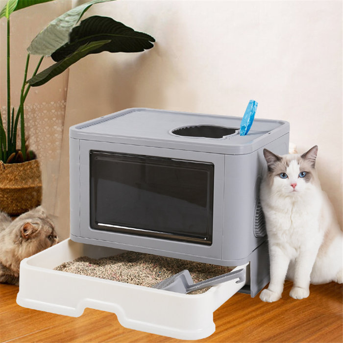 Tucker Murphy Pet™ Wide Entry Jumbo Foldable Cat Litter Box & Reviews ...