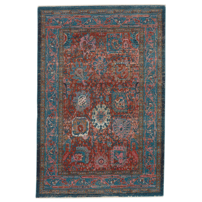 Bungalow Rose Zoeller Rust/Teal Rug & Reviews | Wayfair