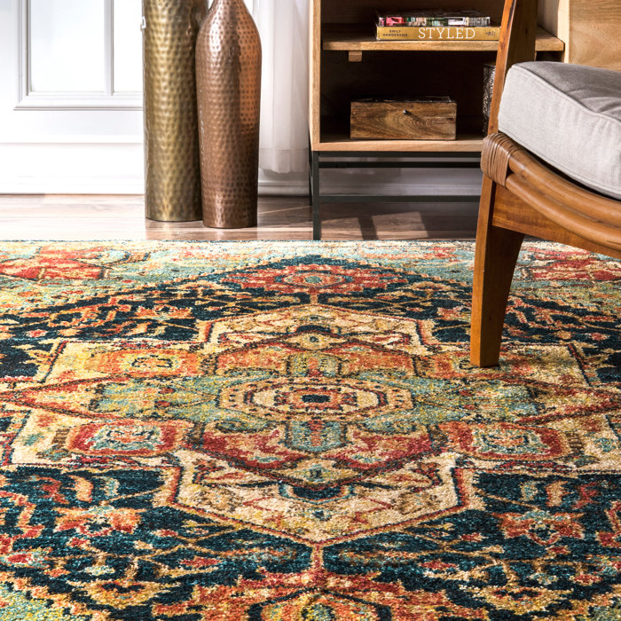 Bungalow Rose Trinette Performance Green/Beige Rug & Reviews | Wayfair
