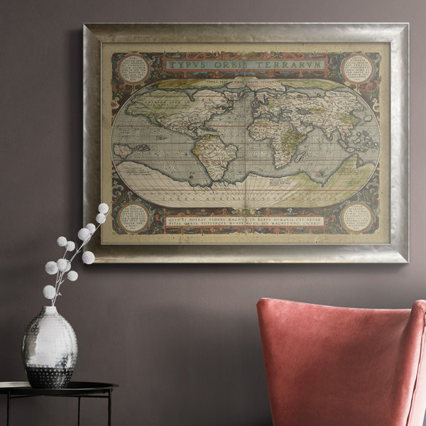 Winston Porter Embellished Antique World Map - Picture Frame Print on ...