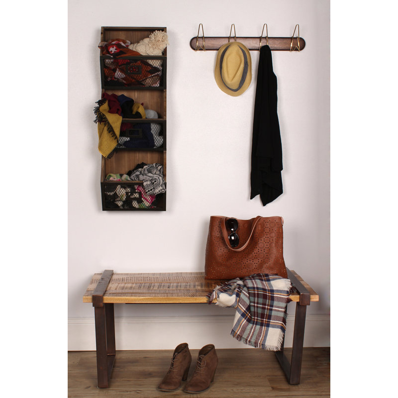 DSOV Burdock 13" x 37" x 7.5" Rustic Wood and Metal Wall Vertical ...