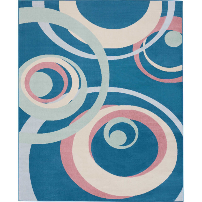 Wrought Studio Lindall Performance Blue/Pink Rug & Reviews | Wayfair