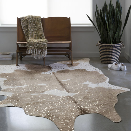 Union Rustic Duran Cowhide Performance Taupe/Champagne Rug & Reviews ...