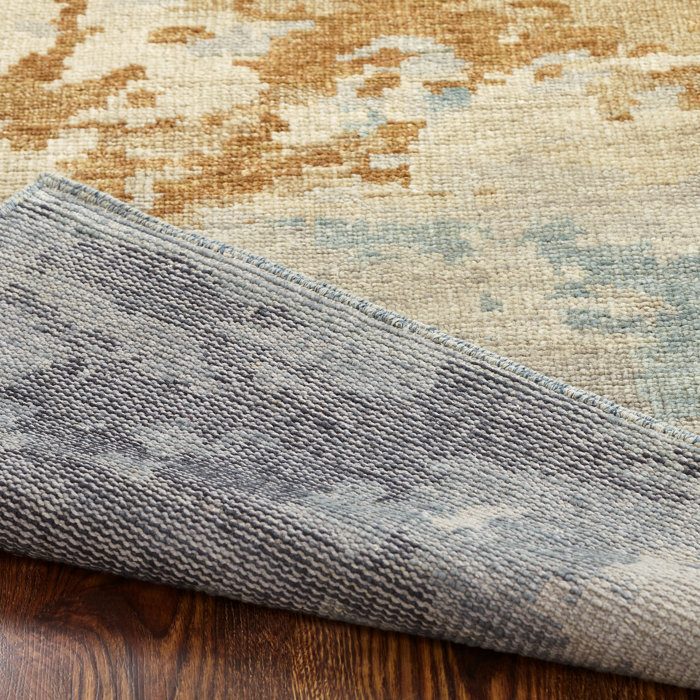 17 Stories Chandlee Handmade Hand-Knotted Wool Blue/Brown/Gray Rug ...