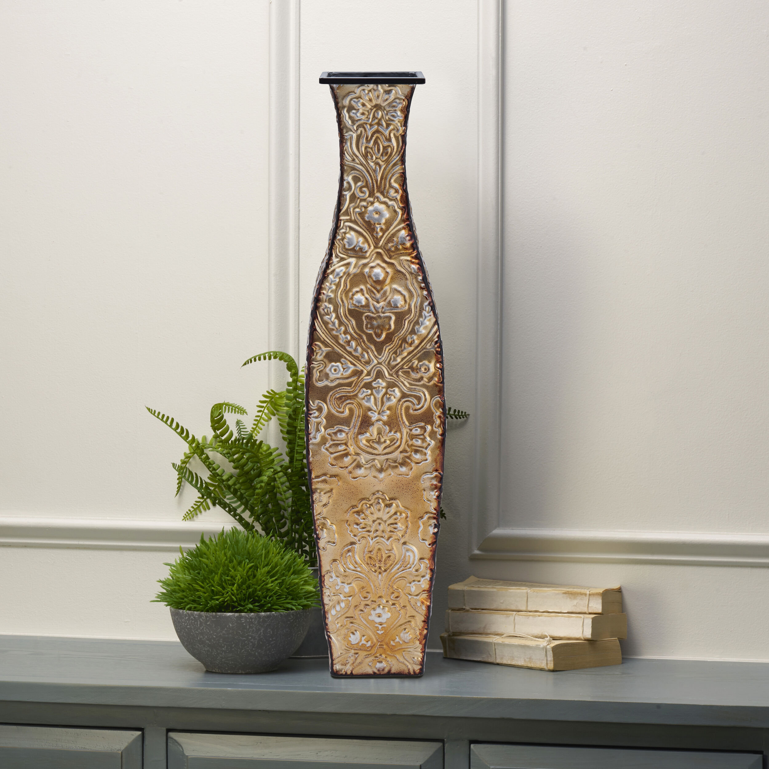 Elements Gold Tapestry Decorative Metal Vase, Assorted & Reviews | Wayfair