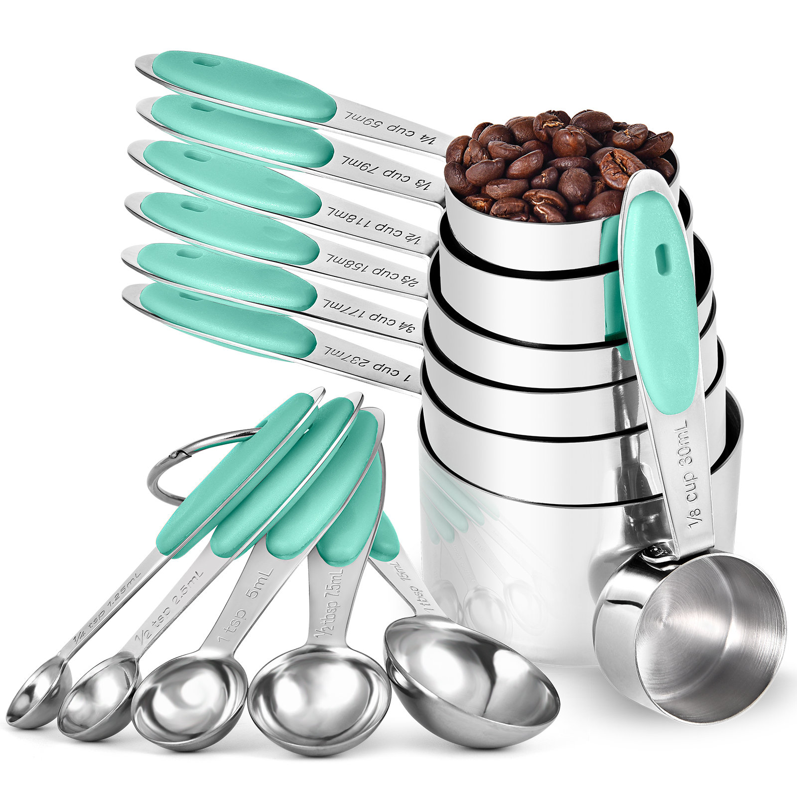 U-Taste Measuring Cups And Spoons Set: U-Taste 18/8 Stainless Steel 12 ...