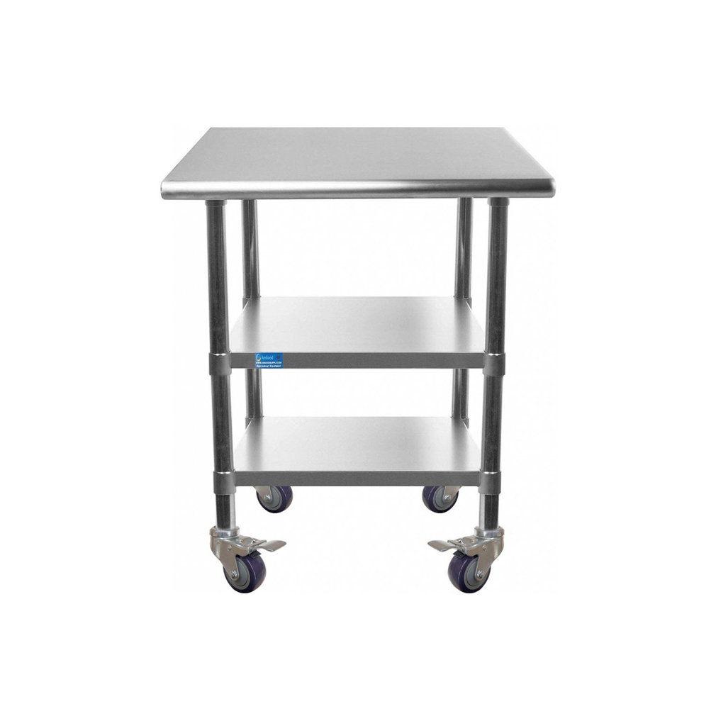Amgood 24x12 Rolling Prep Table With Stainless Steel Top And 2 Shelves ...
