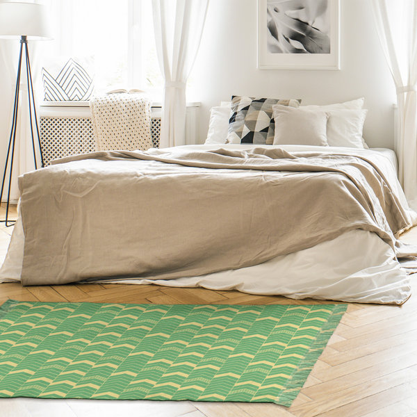 Bless international Chenille Green/Yellow Rug | Wayfair
