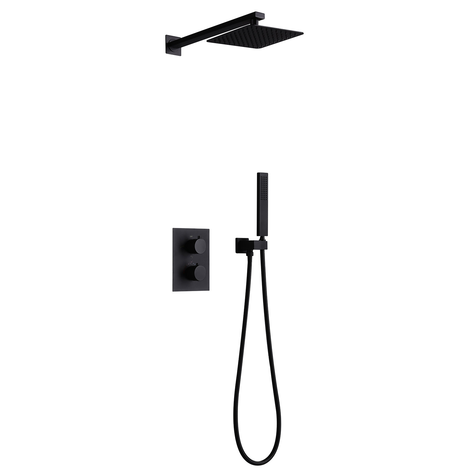 MODLAND Matte Black Thermostatic Luxury Complete Shower System with ...