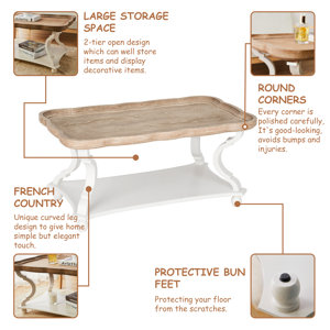 Ophelia & Co. Plaisance Rustic Farmhouse Cottage Core Coffee Table ...