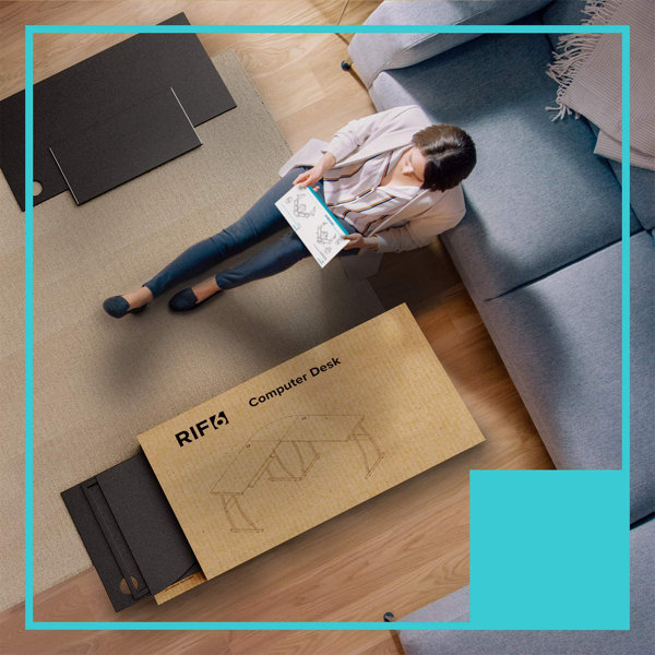 Mohawk Group RIF6 L Shaped Modern Computer Office Desk w/ Keyboard Tray ...