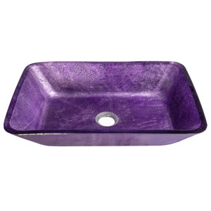 EdenBath Eden Bath 13'' Purple Glass Rectangular Vessel Bathroom Sink ...