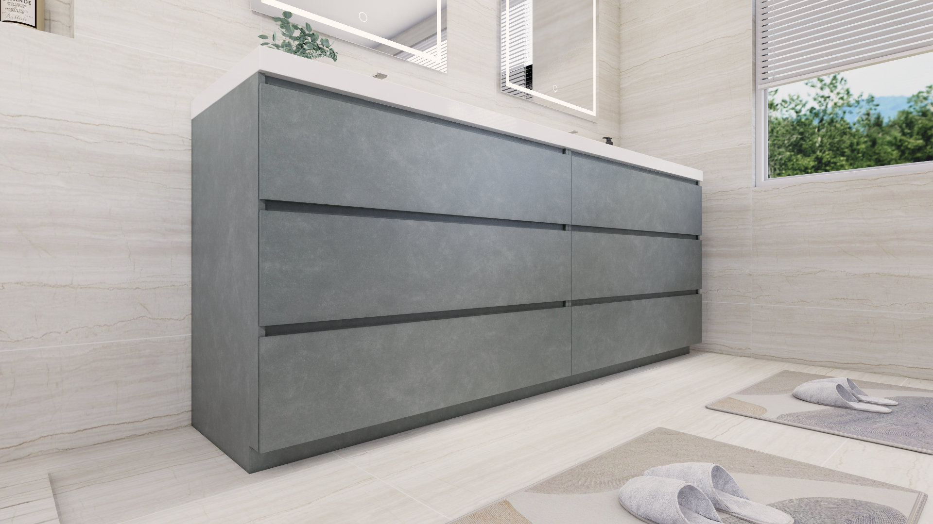Millwood Pines Ferrari 84'' Free-standing Double Bathroom Vanity with ...