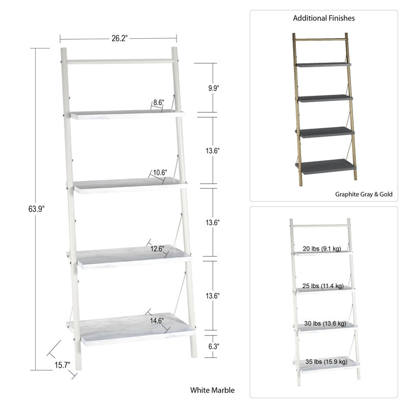 CosmoLiving by Cosmopolitan Nova Metal Ladder Bookcase & Reviews | Wayfair