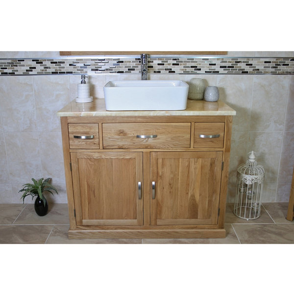 Belfry Bathroom Lorenzo Solid Oak 1000mm Free-Standing Vanity Unit ...